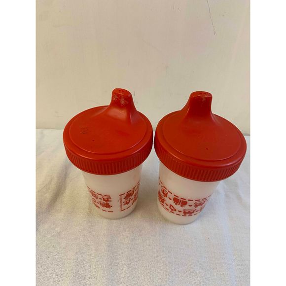 Playtex | Dining | 2 Playtex Red Sippy Cups Trains Vintage 995 1 ...